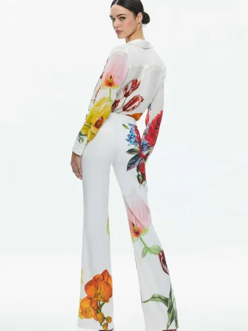 Alice and Olivia Denny Notch Collar Boyfriend Blazer + Livi Mid Rise ...